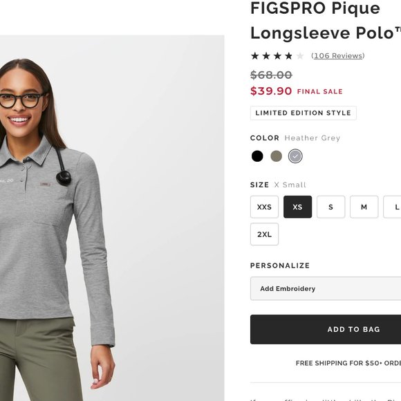 Figs | Tops | Figs Pique Long Sleeve Polo | Poshmark